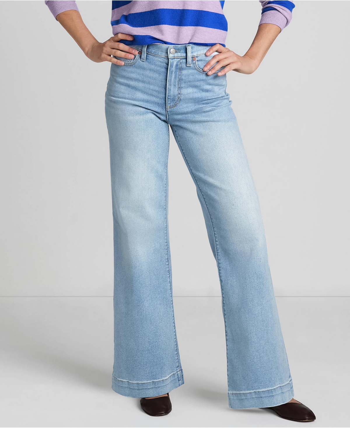 Click here for Lands End Womens High Rise Wide Leg Denim Jeans -... prices