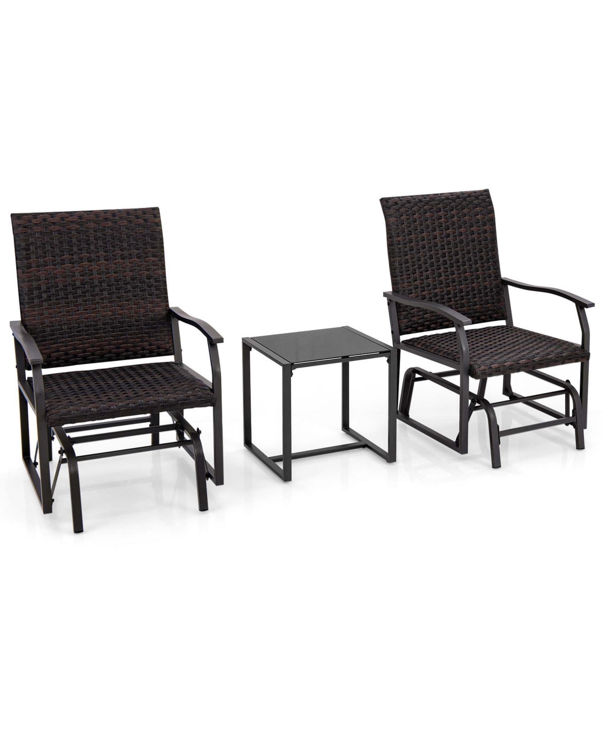 Click here for 3 Pcs Patio Gliding Set with Tempered Glass Coffee... prices