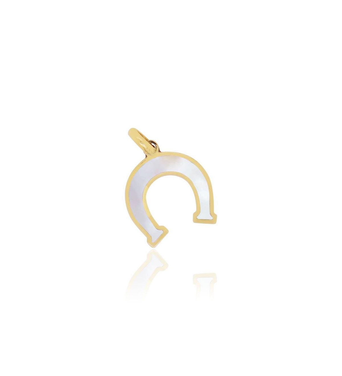 Click here for The Lovery Mother of Pearl Horseshoe Charm 14K Gol... prices