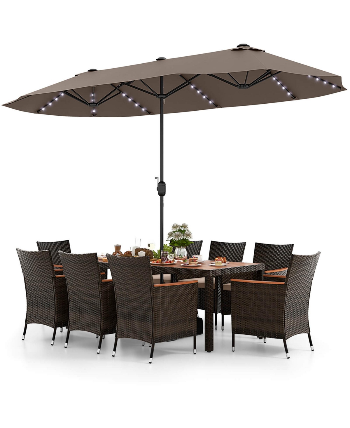 Click here for 11 Pcs Patio Dining Set with 15ft Double-Sided Pat... prices