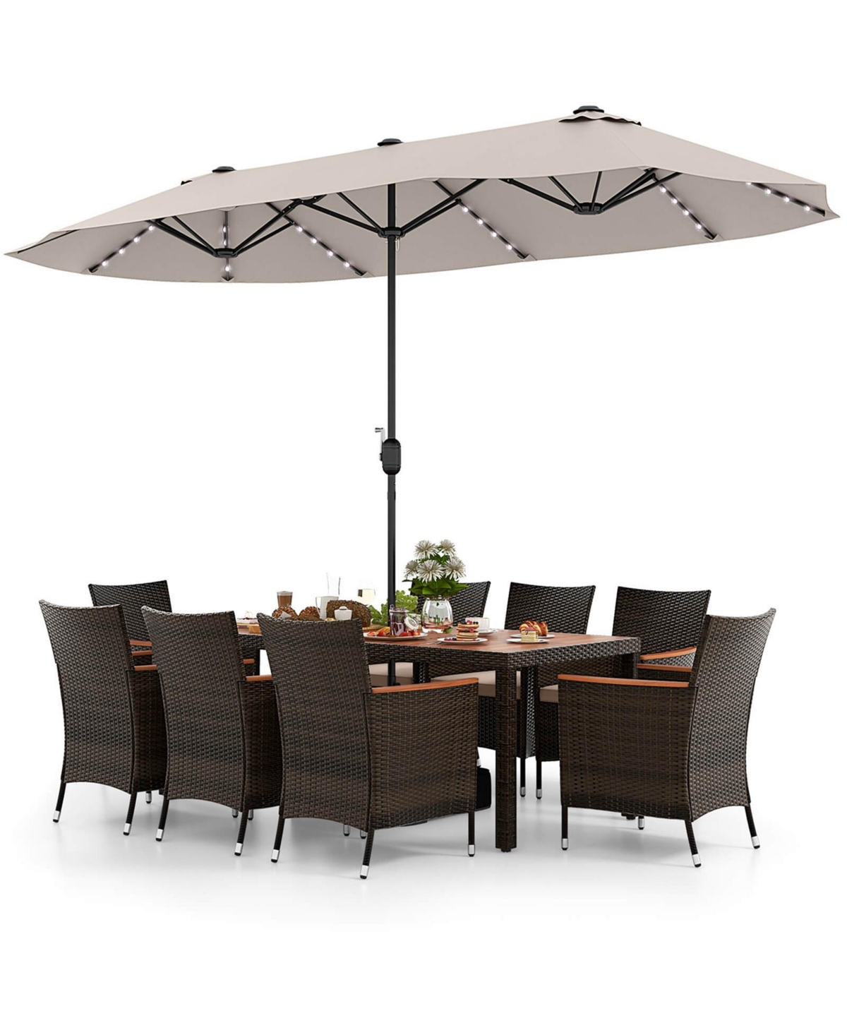 Click here for 11 Pcs Patio Dining Set with 15ft Double-Sided Pat... prices