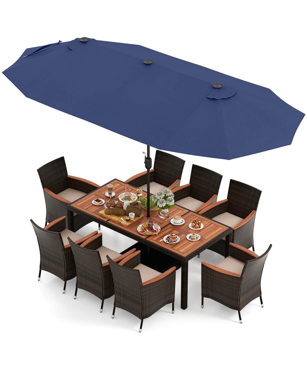 Click here for 11 Pcs Patio Dining Set with 15ft Double-Sided Pat... prices