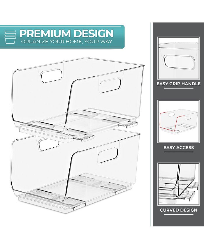 Sorbus Stackable Storage Bins Open Front - Clear Stackable Storage Bins ...