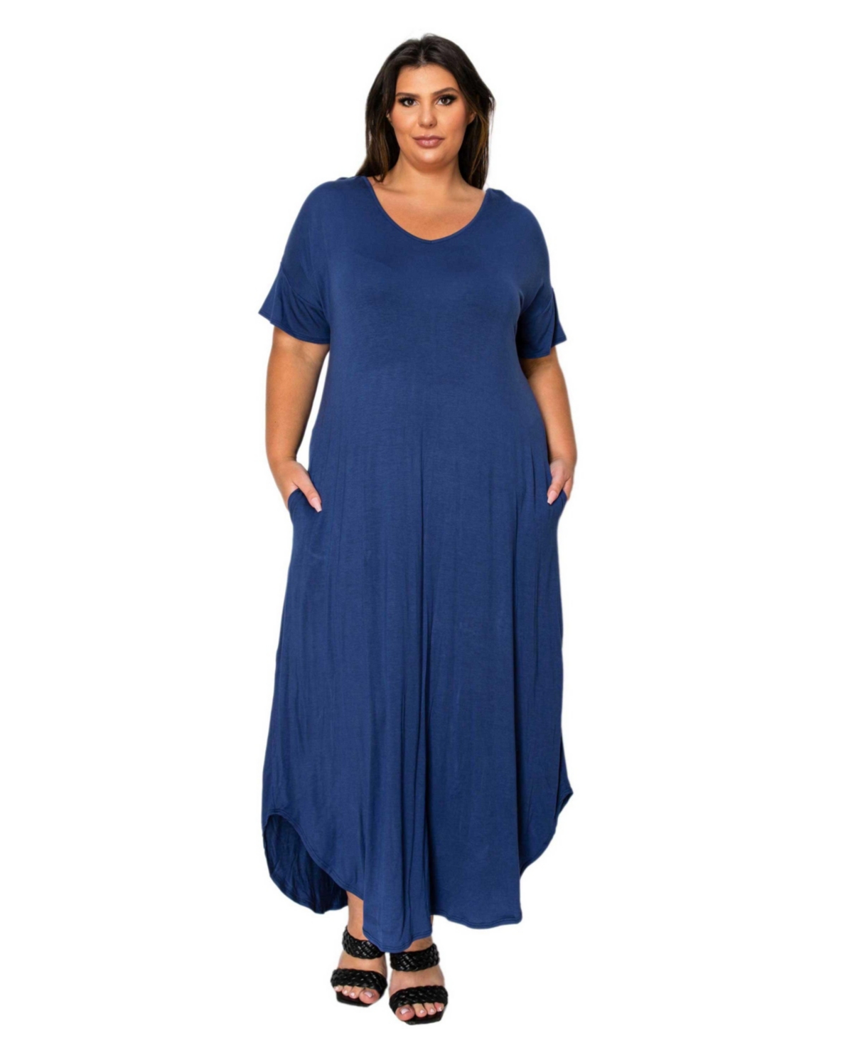 Click here for L I V D Plus Size Scarlett Maxi Pocket Dress - Den... prices