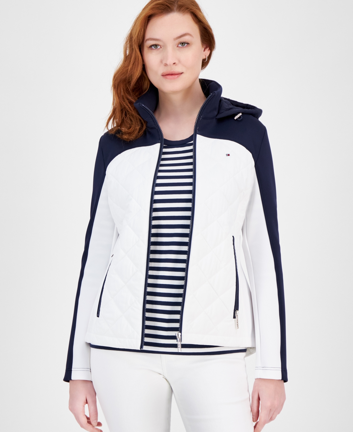 Click here for Tommy Hilfiger Womens Colorblocked Quilted Scuba-T... prices