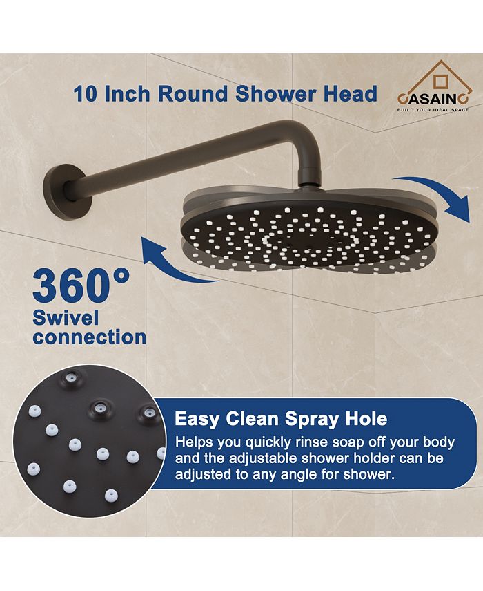 CASAINC 10 Inch Showerhead Round Single Function Balance Valve ...