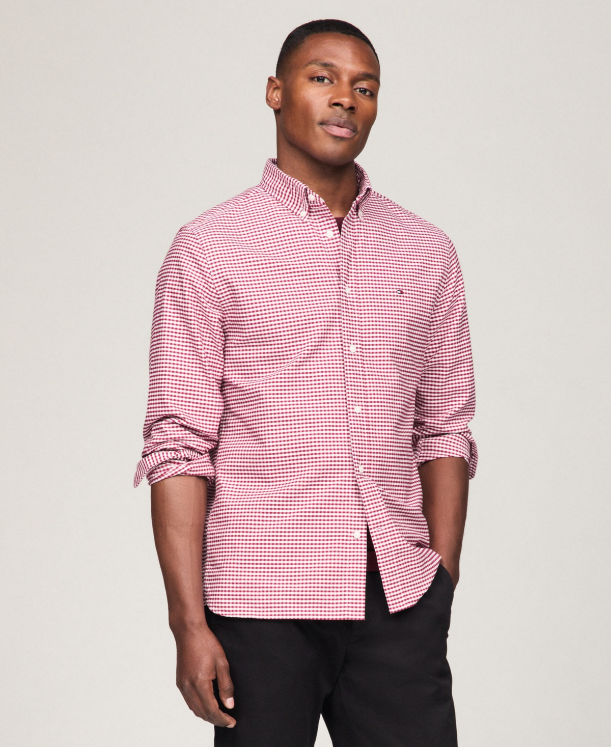 Click here for Tommy Hilfiger Mens Gingham Long Sleeve Button-Dow... prices