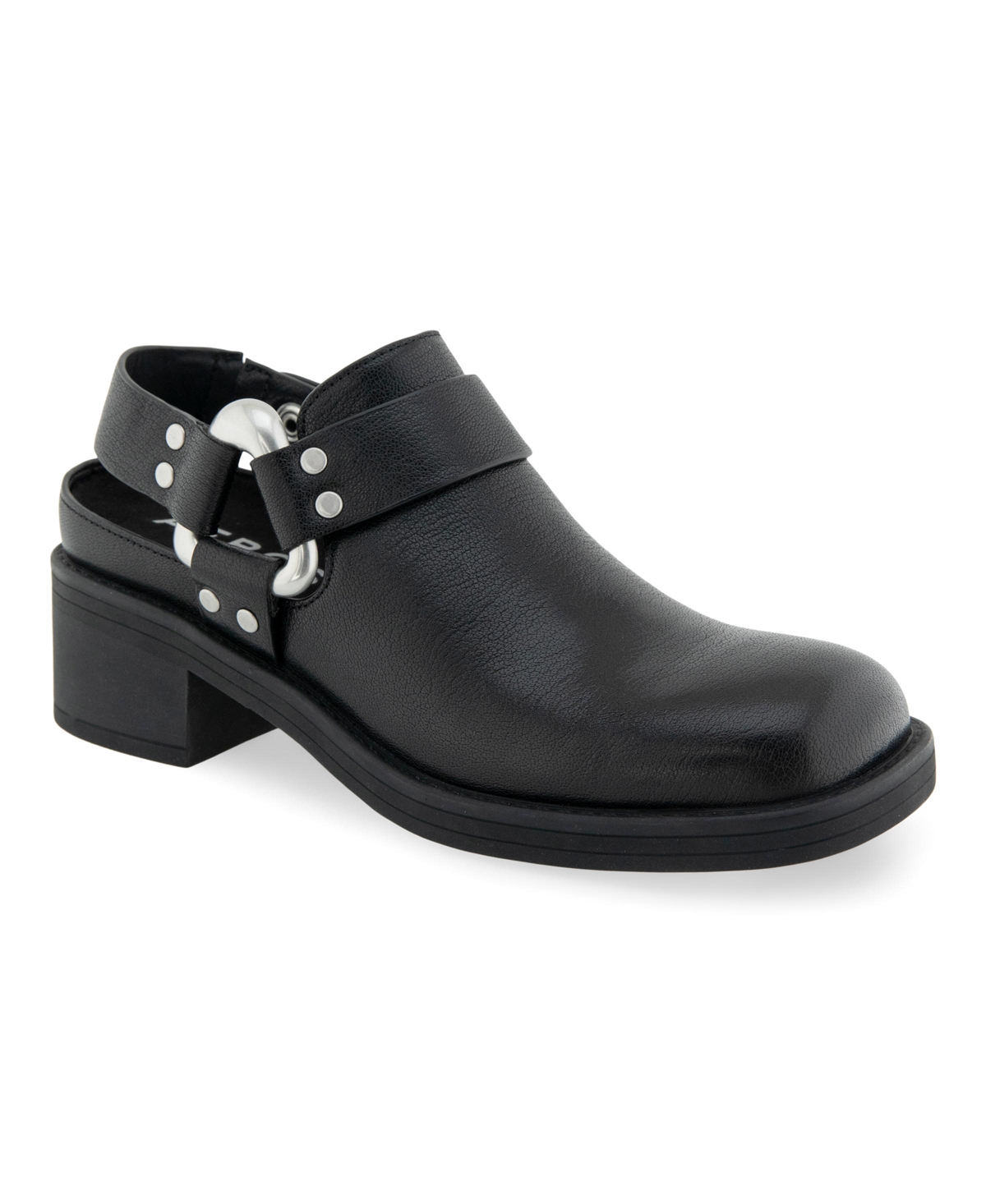 Click here for Aerosoles Womens Maya Strap Mules - Black Waxy Lea... prices
