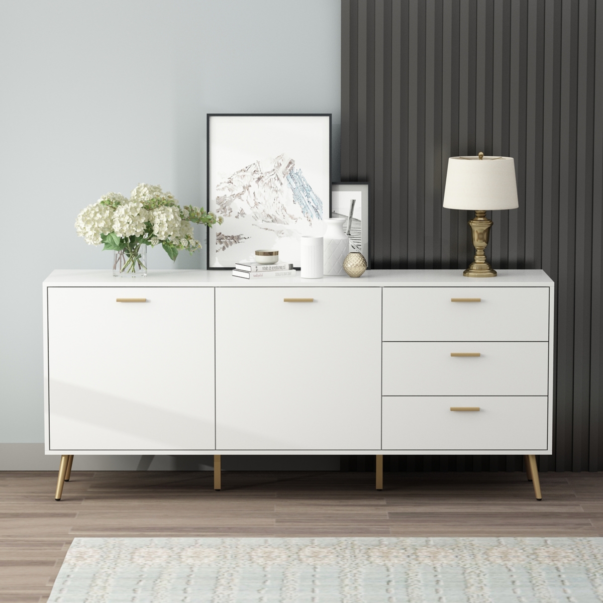 Click here for Famapy White Wood Buffet Sideboard Storage Cabinet... prices