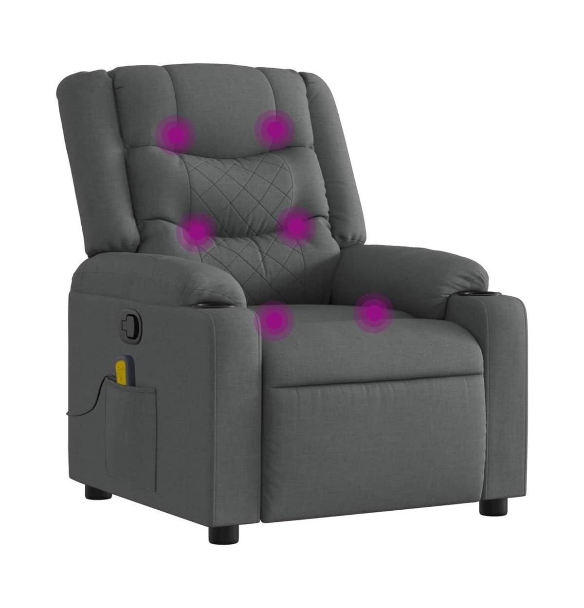 Click here for vidaXL Massage Recliner Chair Dark Gray Fabric - G... prices
