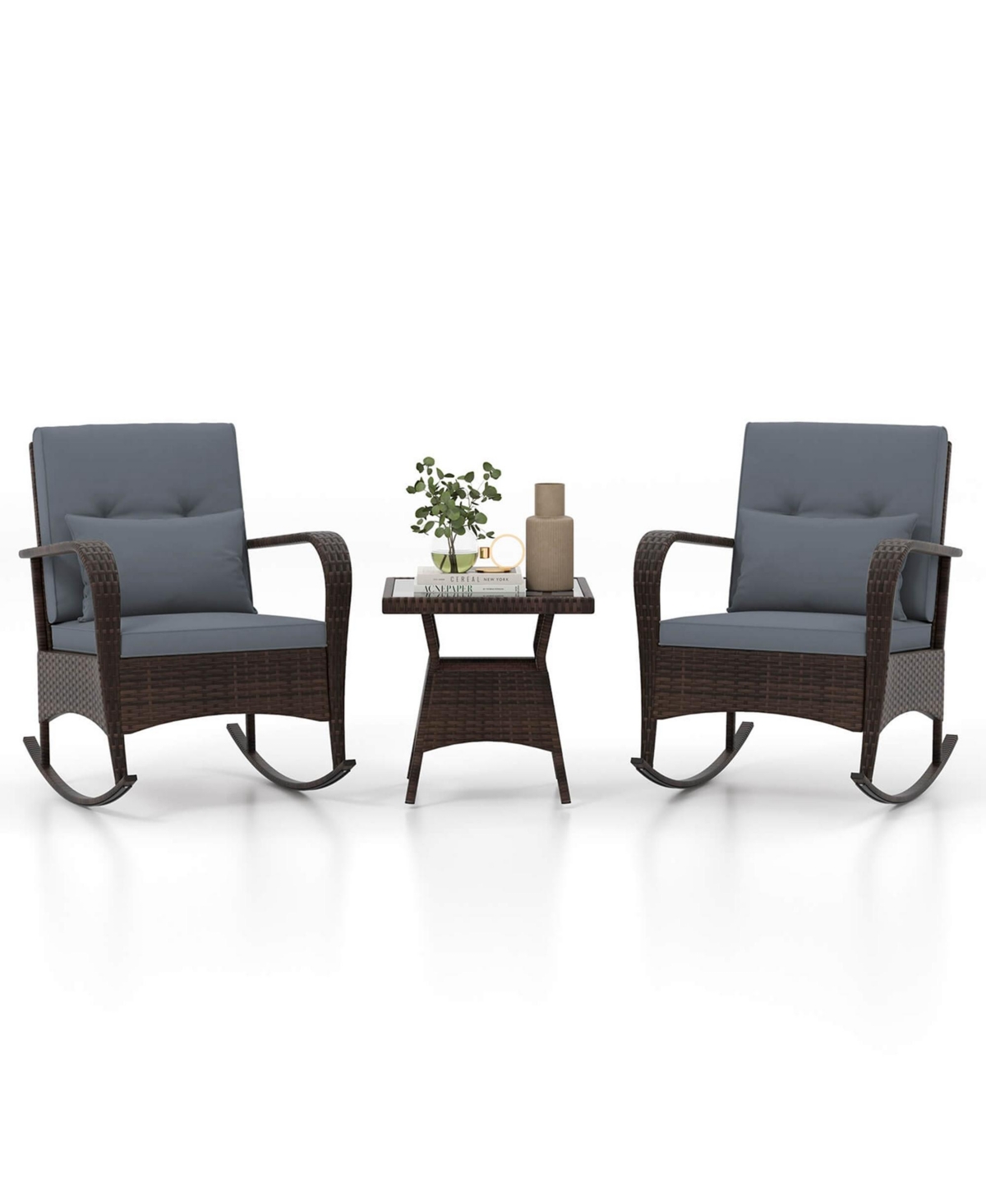 Click here for 3 Pcs Rocking Bistro Set with Removable Cushions &... prices
