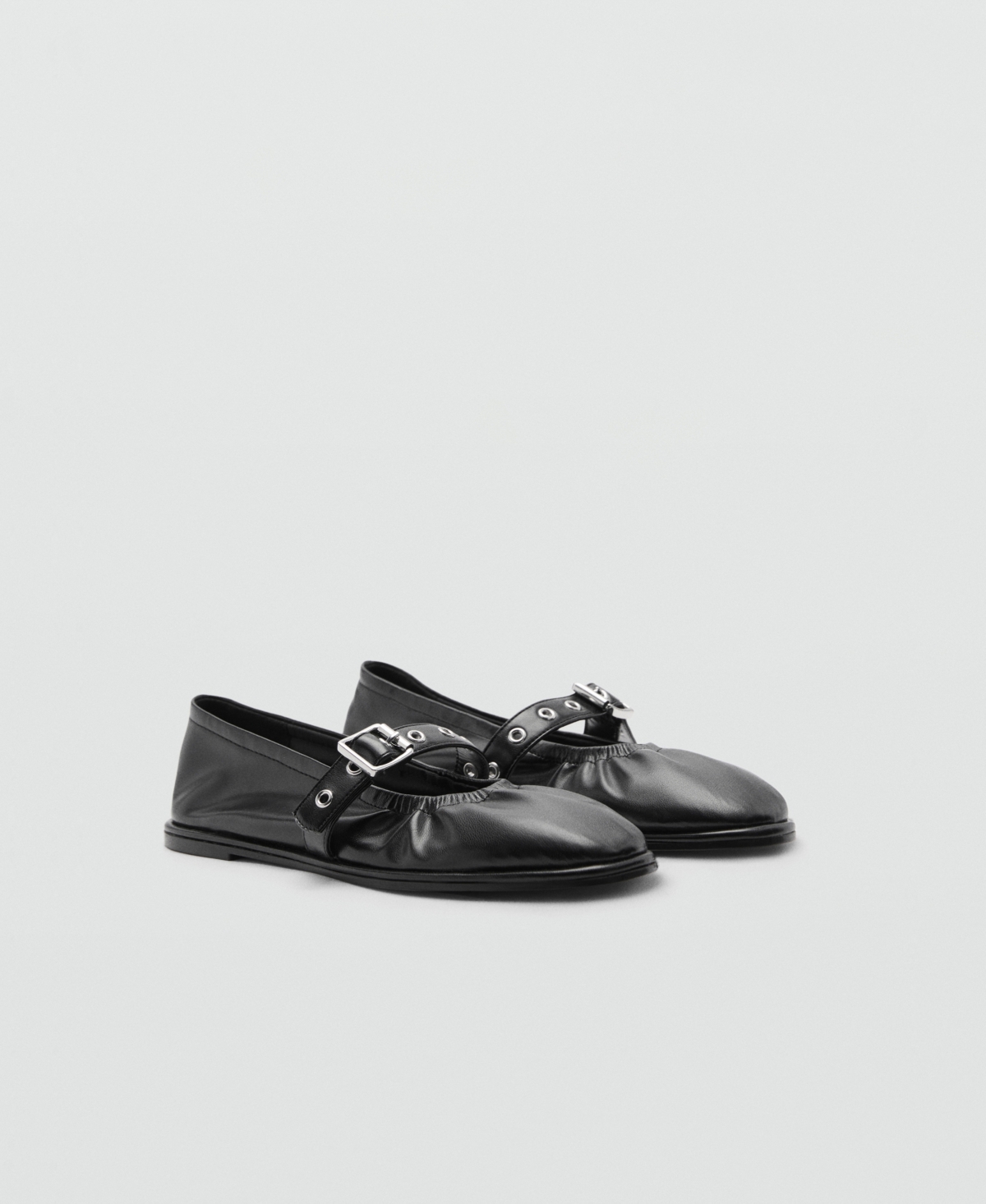 Click here for Mango Womens Round Toe Buckle Ballerinas - Black prices