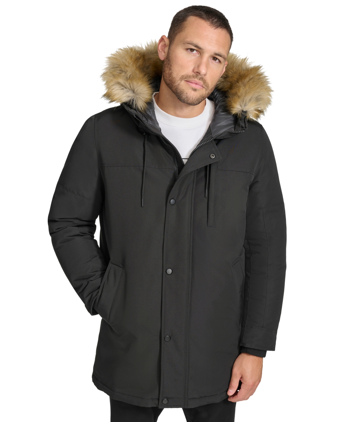 Click here for Calvin Klein Mens Long Parka with Faux-Fur Lined H... prices