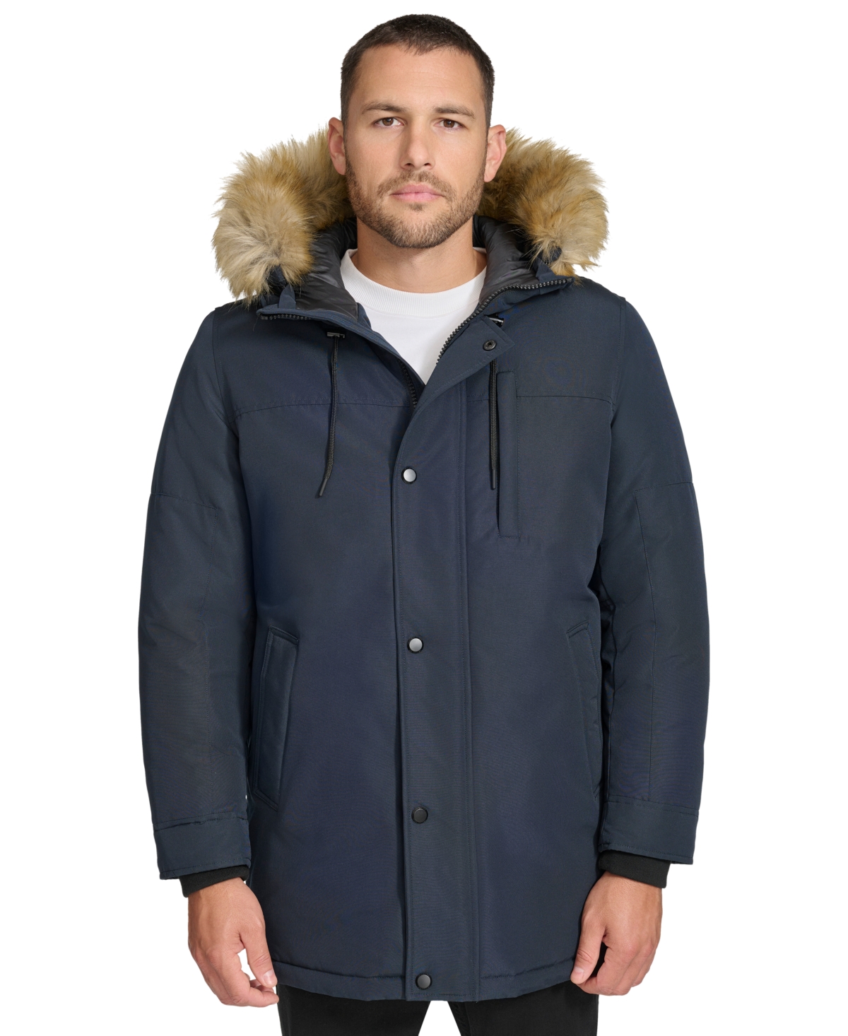 Click here for Calvin Klein Mens Long Parka with Faux-Fur Lined H... prices