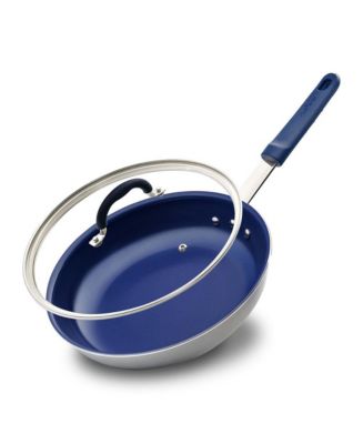 NutriChef 10'' Medium Fry Pan with Lid - Non-stick Pan with Silicone ...