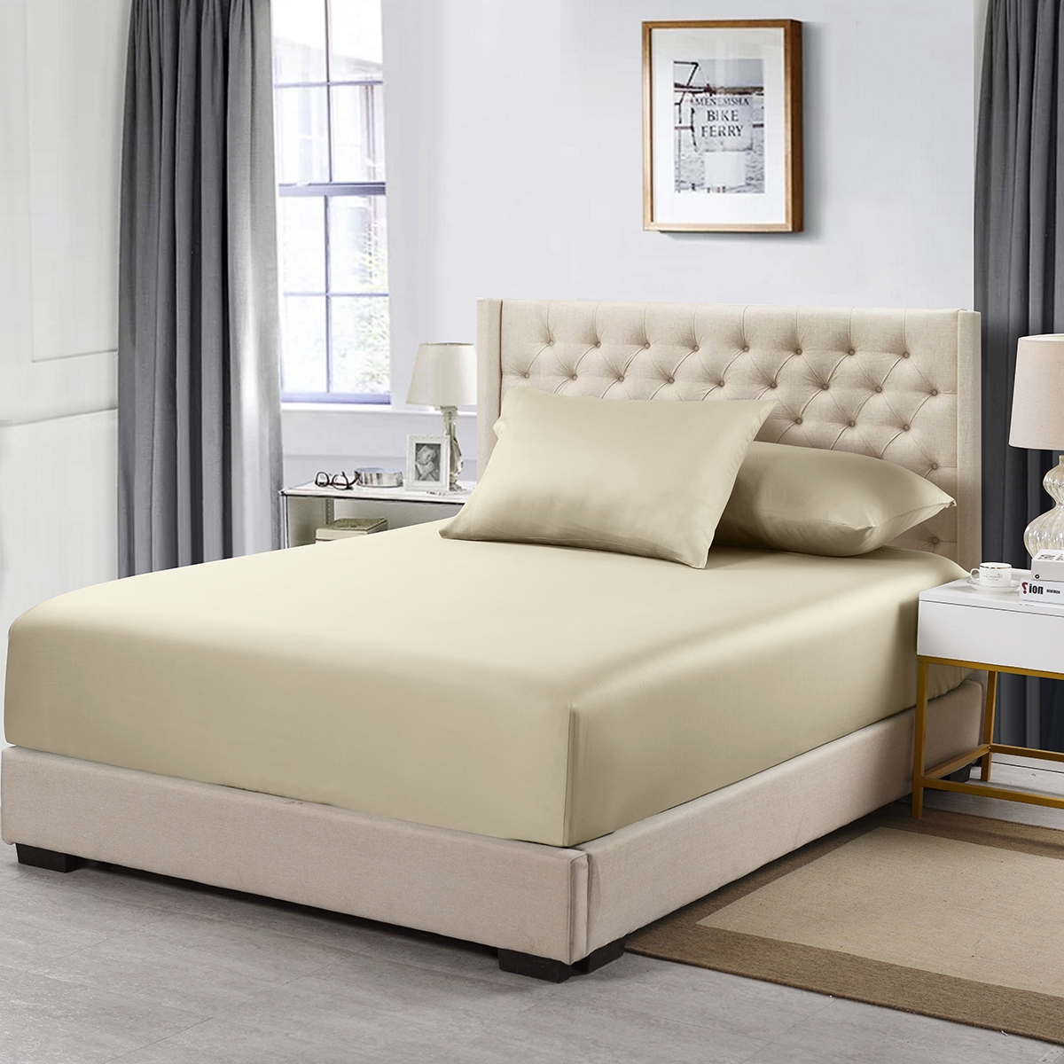 Bamboo Cotton Hybrid - Fitted Sheet Only  California King - Sand