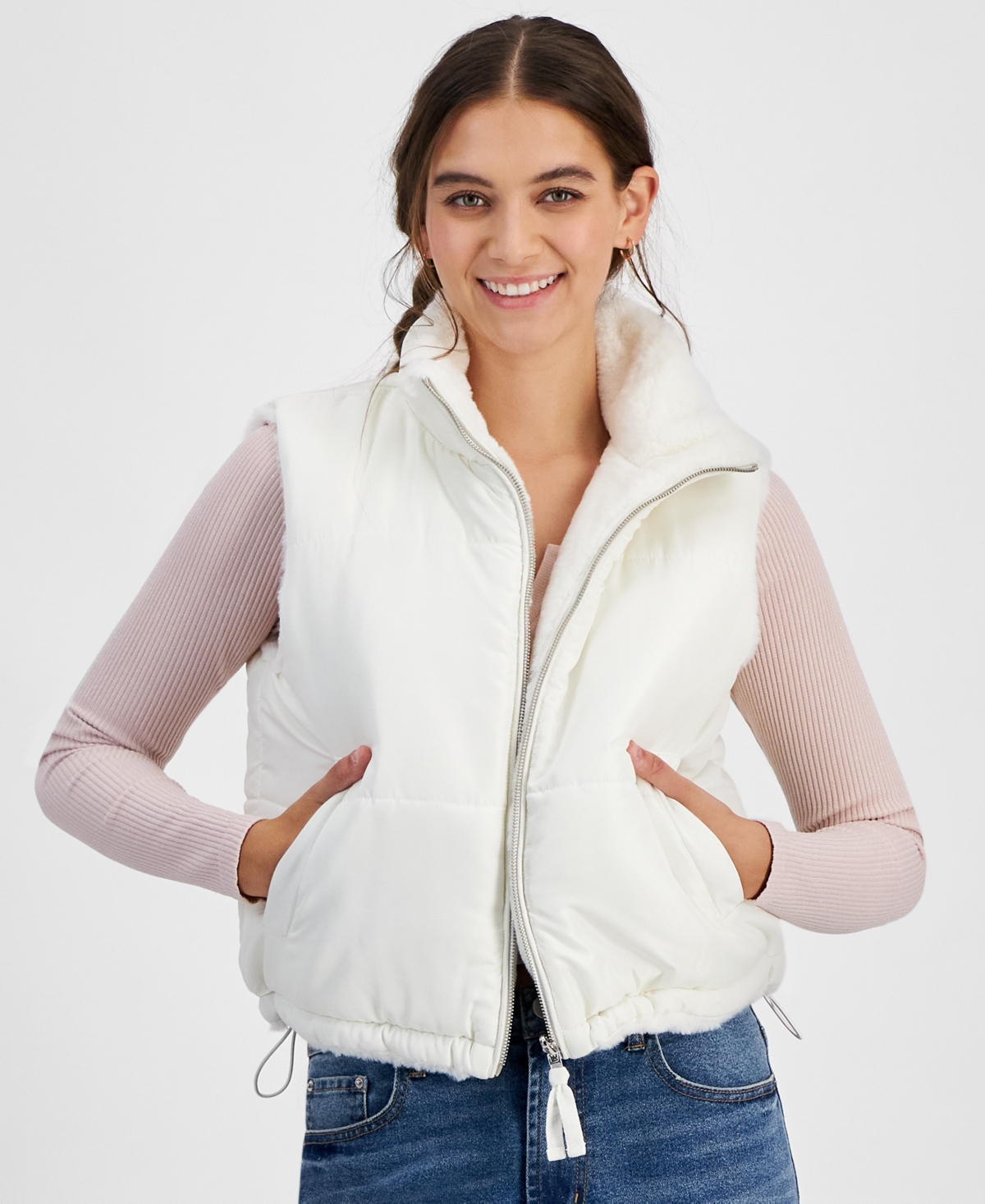 Click here for Planet Heart Juniors Reversible Faux-Fur Zip-Front... prices