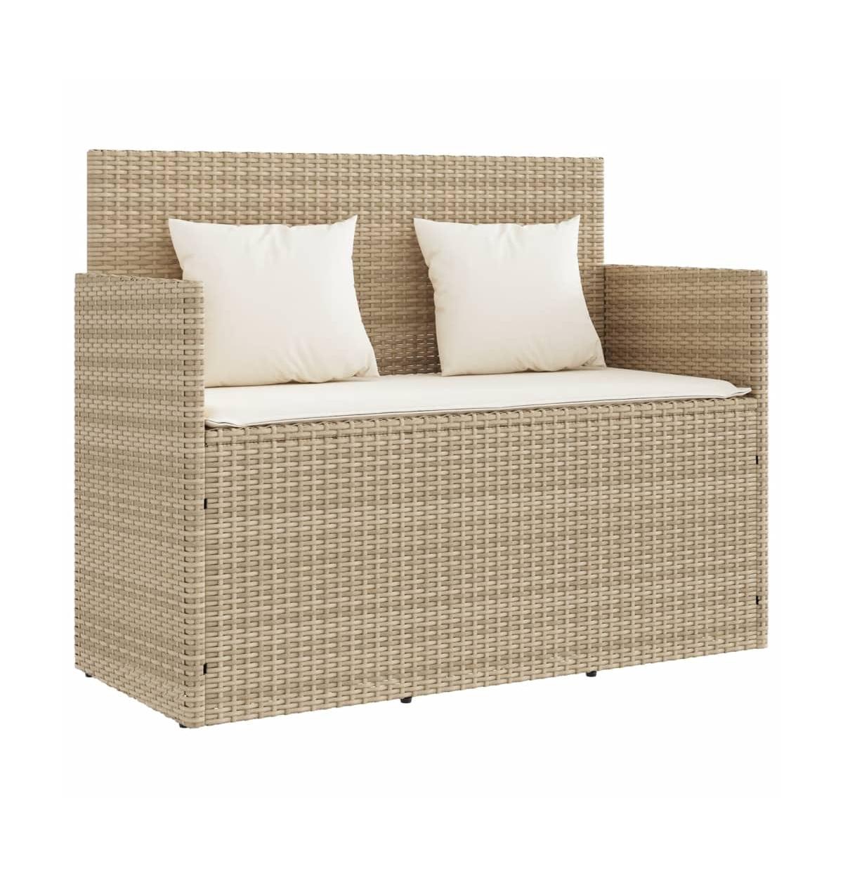 Click here for vidaXL Patio Bench with Cushions Beige Poly Rattan... prices