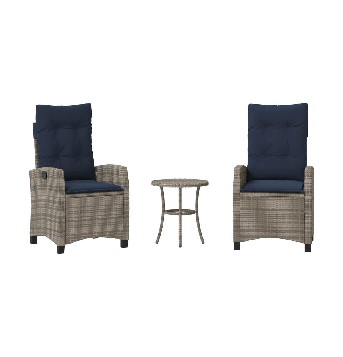 Click here for vidaXL 3 Piece Bistro Set with Cushions Gray Poly... prices