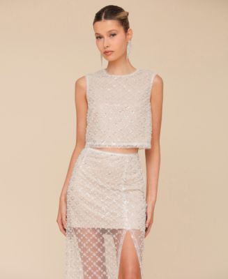 Avec Les Filles Women's Beaded Overlay Sleeveless Top - Macy's