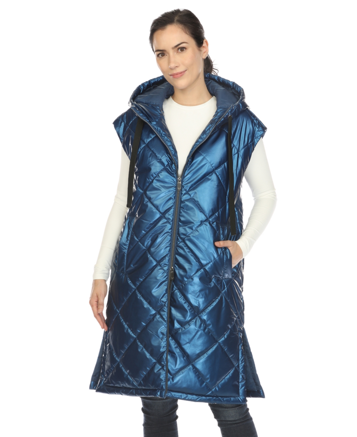Click here for White Mark Womens Metallic Long Puffer Vest Jacket... prices