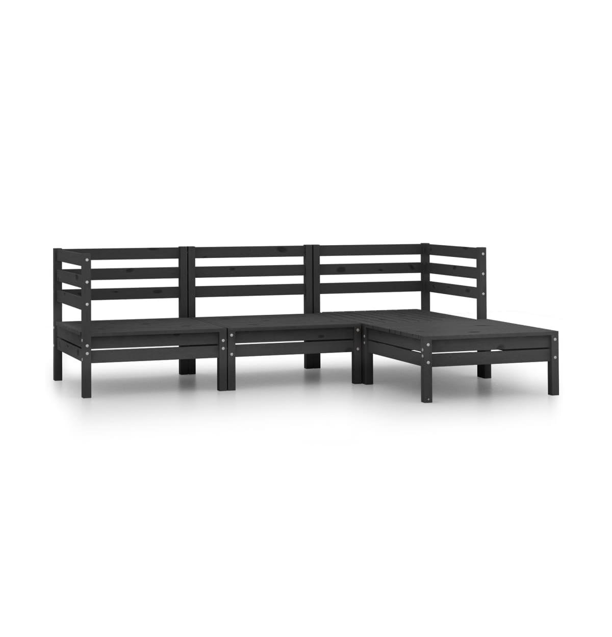 Click here for vidaXL 4 Piece Patio Lounge Set Solid Pinewood Bla... prices