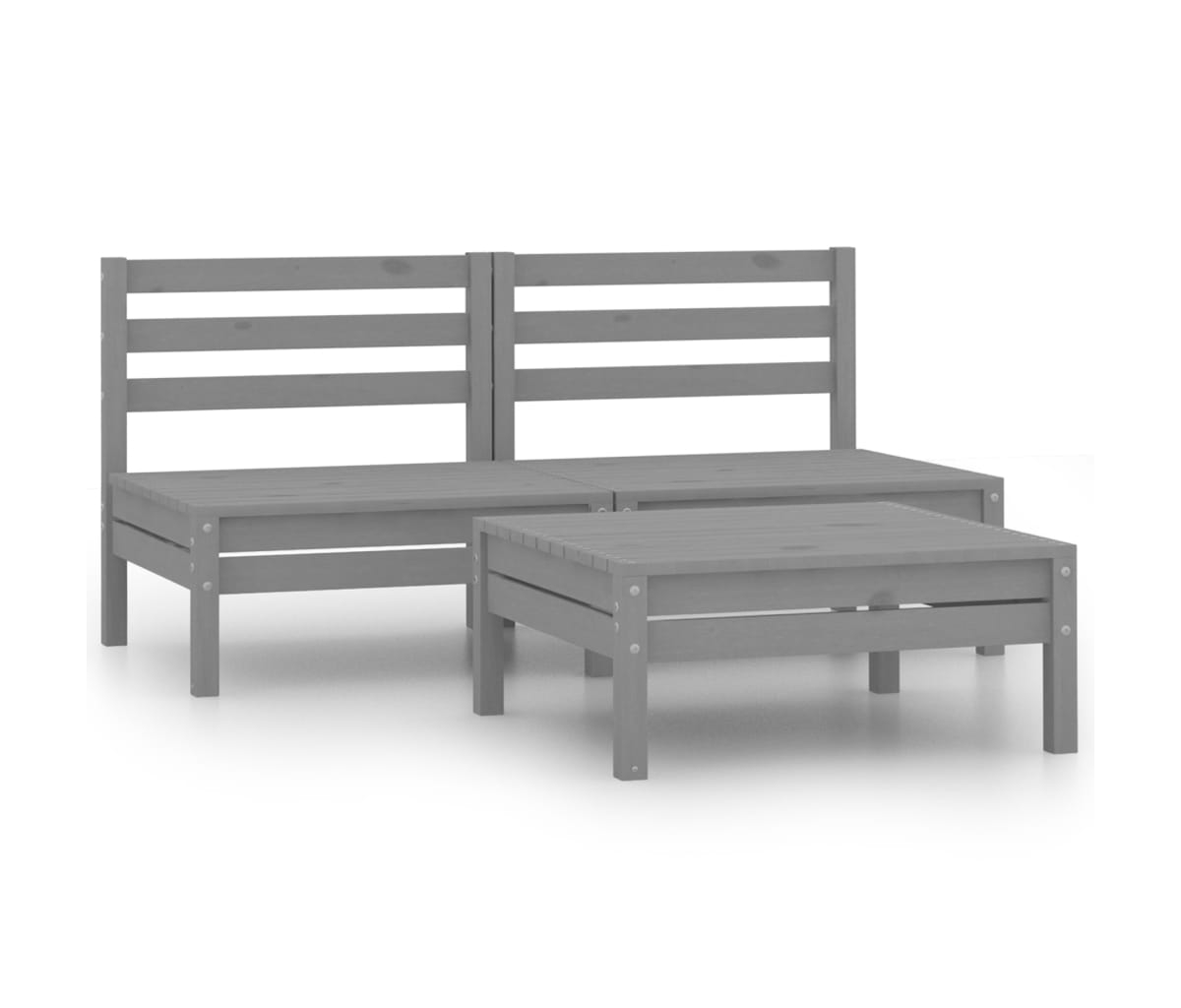 Click here for vidaXL 3 Piece Patio Lounge Set Gray Solid Wood Pi... prices