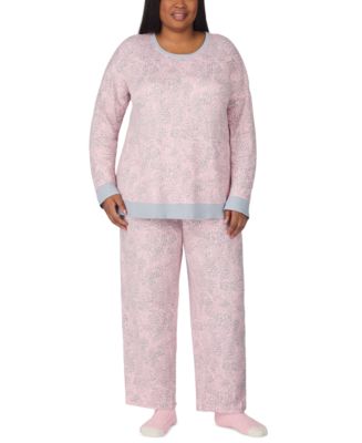 Ellen Tracy Plus Size Printed Long-Sleeve Pajama Set - Macy's