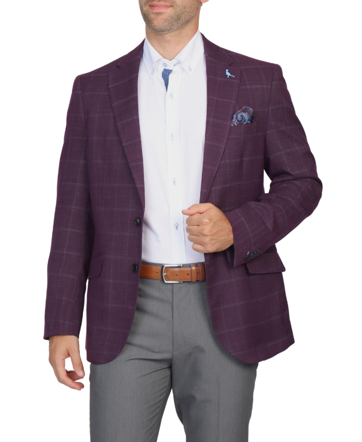 Click here for Mens Shadow Windowpane Sportcoat - Merlot prices