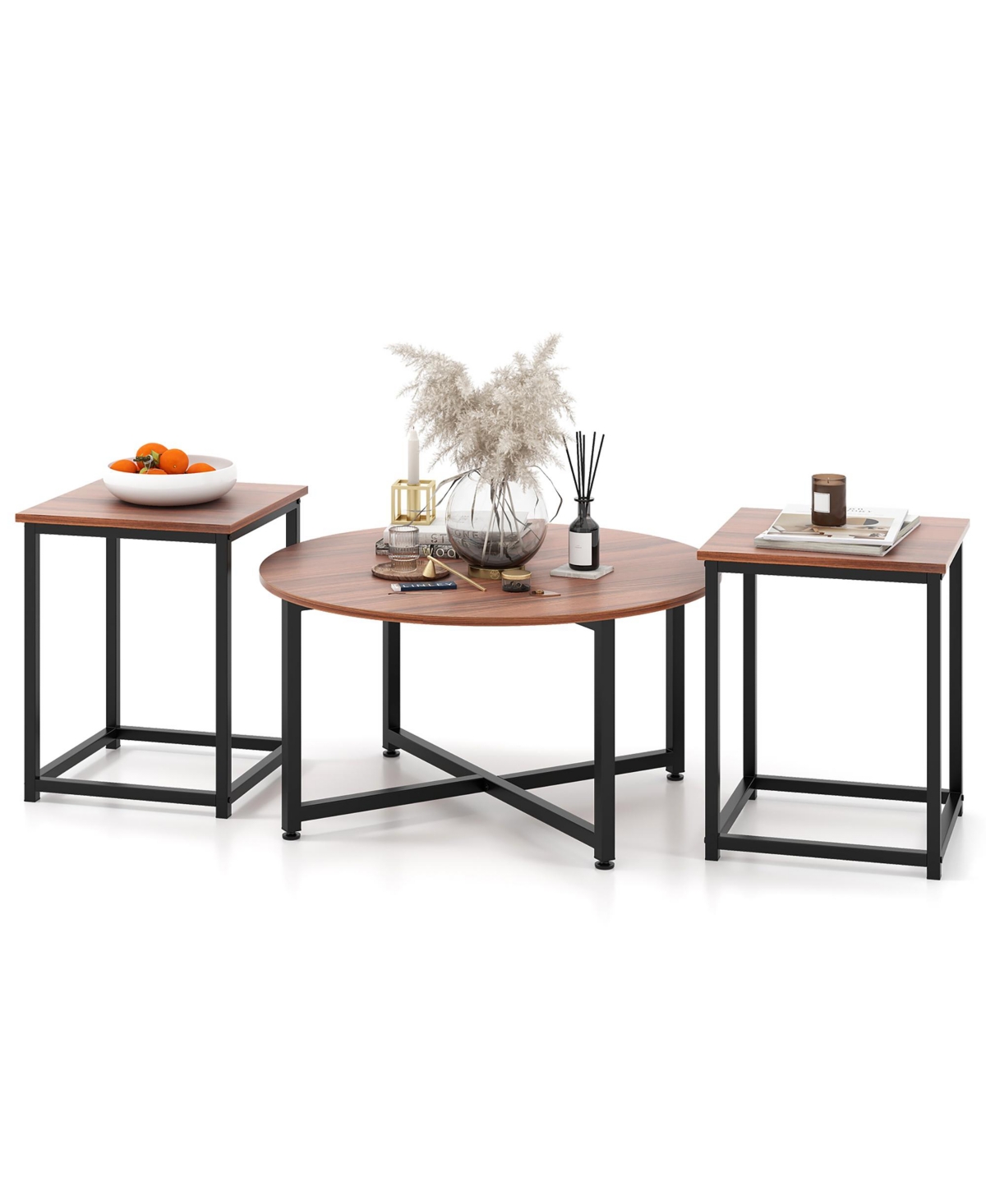 Click here for Gymax Round Nesting Table Set of 3 Modern/Farmhous... prices
