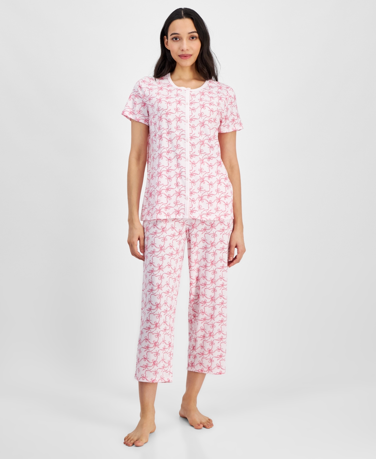 Click here for Charter Club Womens 2-Pc. Cotton Printed Cropped P... prices