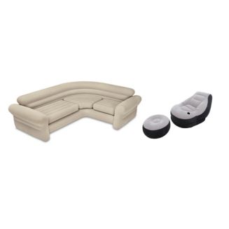 Intex Inflatable Corner Living Room Neutral Sectional Sofa and Lounge ...