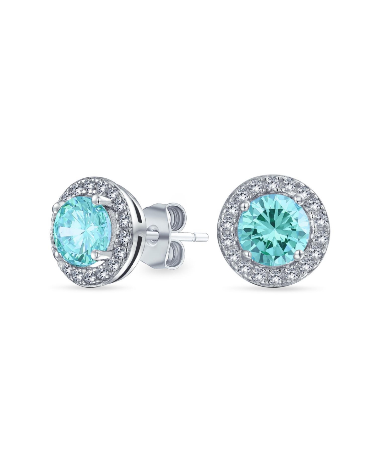 Click here for Bling Jewelry Colorful Cz Halo Solitaire Stud Earr... prices