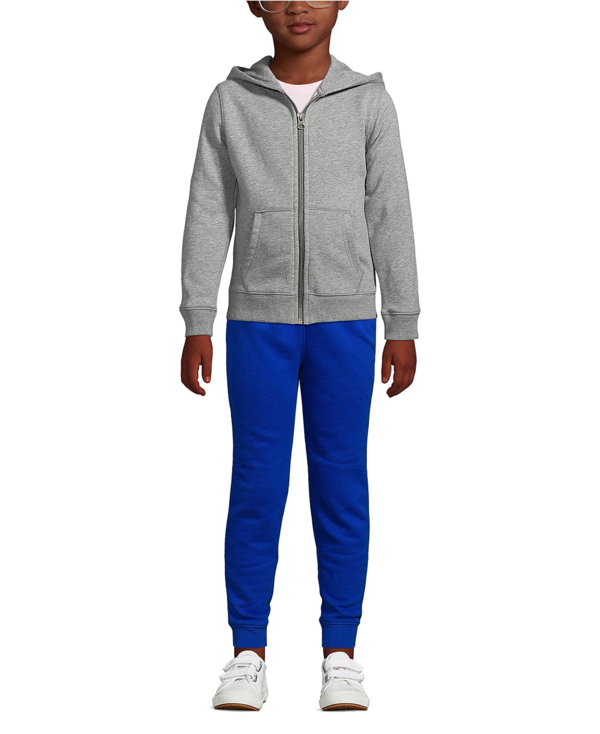 Click here for Lands End Girls Zip Front Sweatshirt - Pewter heat... prices