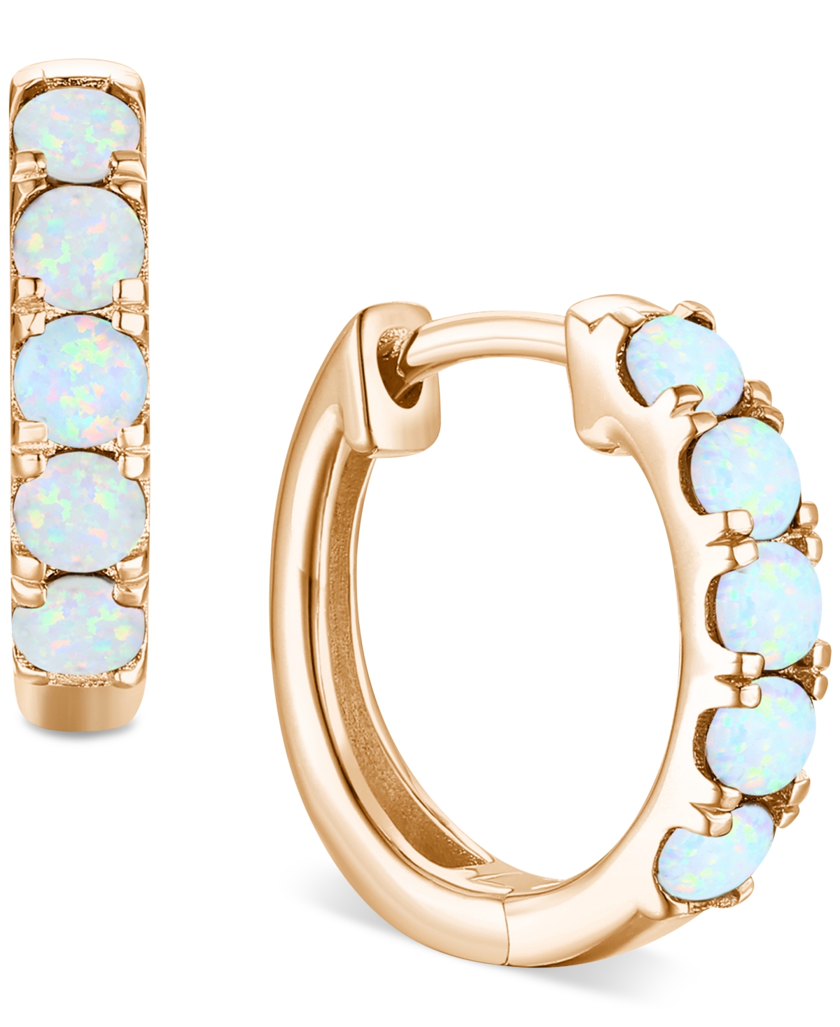 Click here for Lab Grown Ruby Five Stone Small Hoop Earrings (5/8... prices
