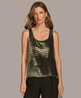 Donna Karan New York Women's Croc-Embossed Velvet Tank Top - Macy's