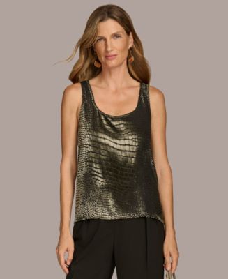 Donna Karan New York Women's Croc-Embossed Velvet Tank Top - Macy's