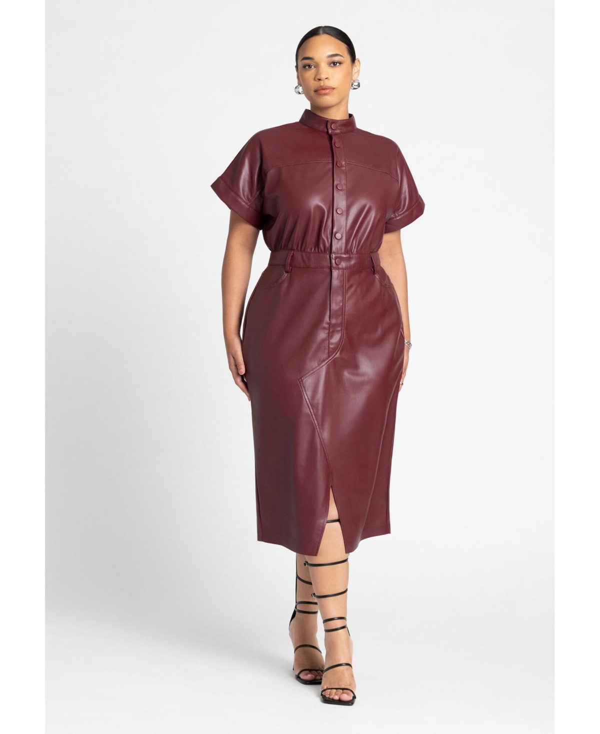 Click here for Eloquii Womens Plus Size Faux Leather Midi Dress -... prices