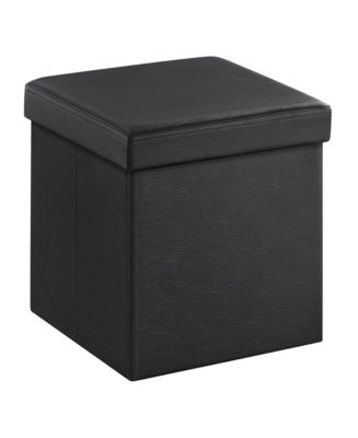 Folding Synthetic Leather Storage Ottoman Cube, Black - Macy's