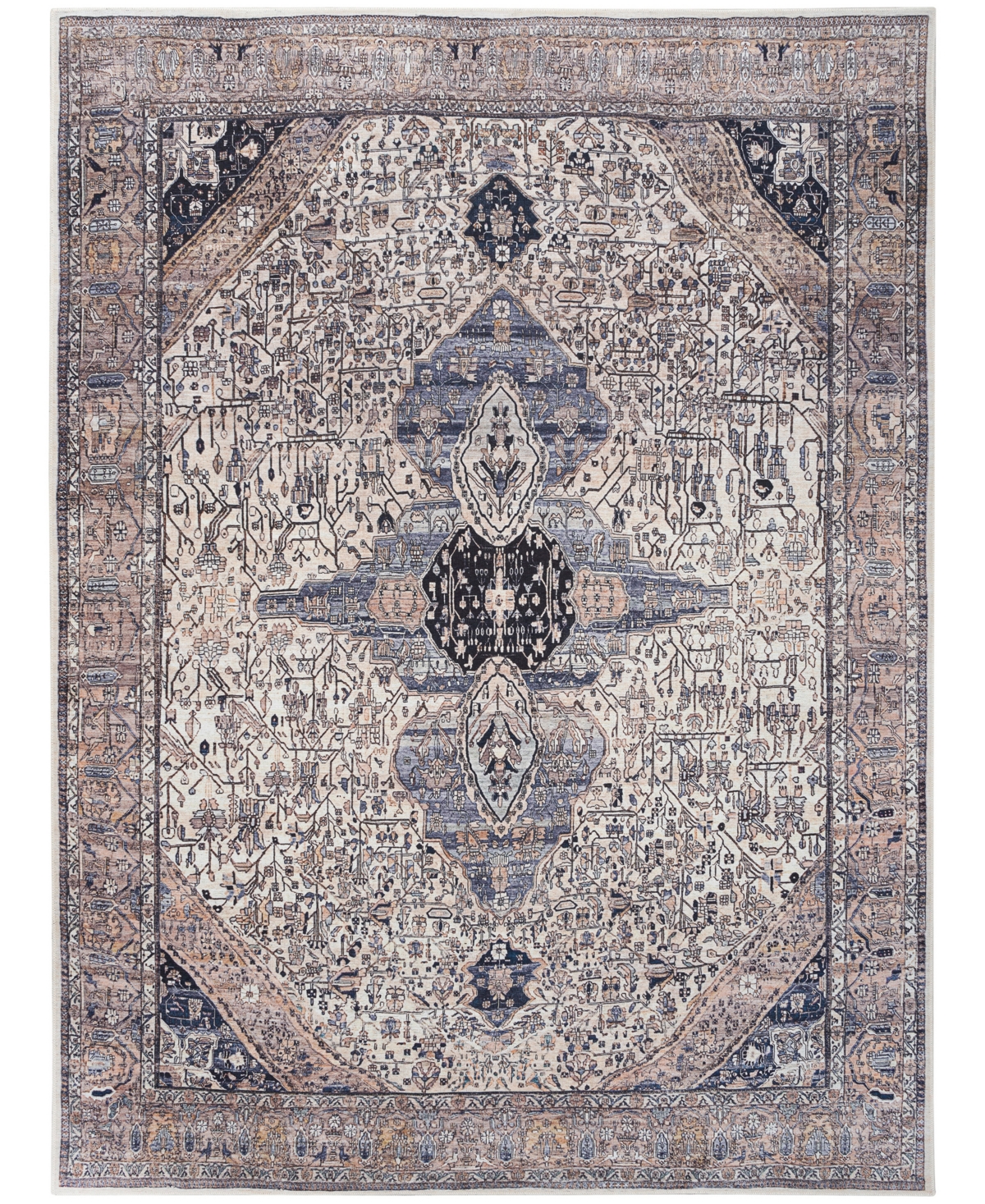 Nourison Home Grand Washables GRW05 53x73 Area Rug - Ivory/Blue