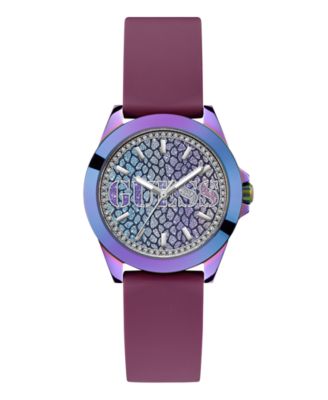 GUESS Women's Analog Purple Silicone Watch 36mm - Macy's