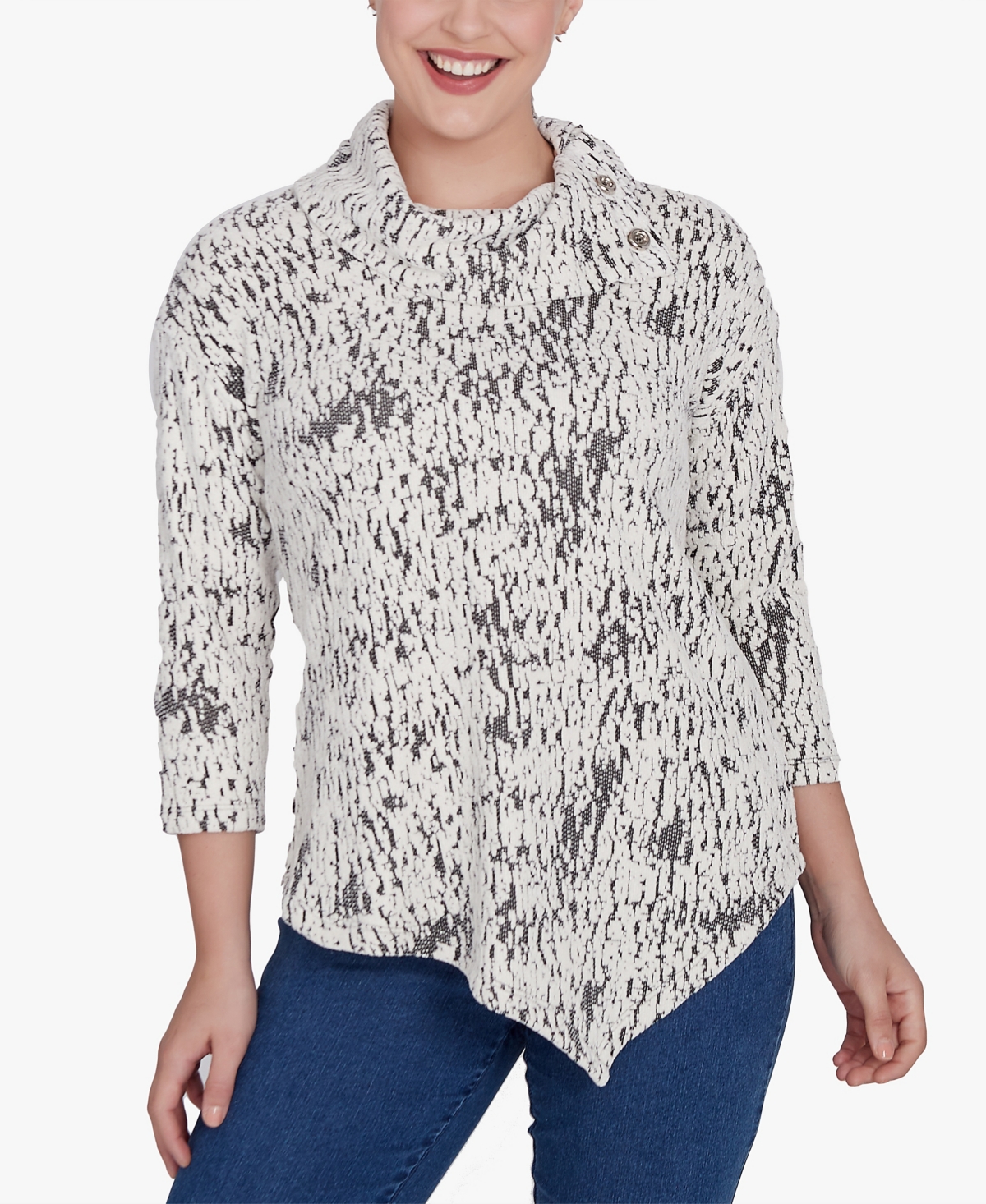 Click here for Ruby Rd. Petite Split Cowl Neck Chenille Jacquard... prices