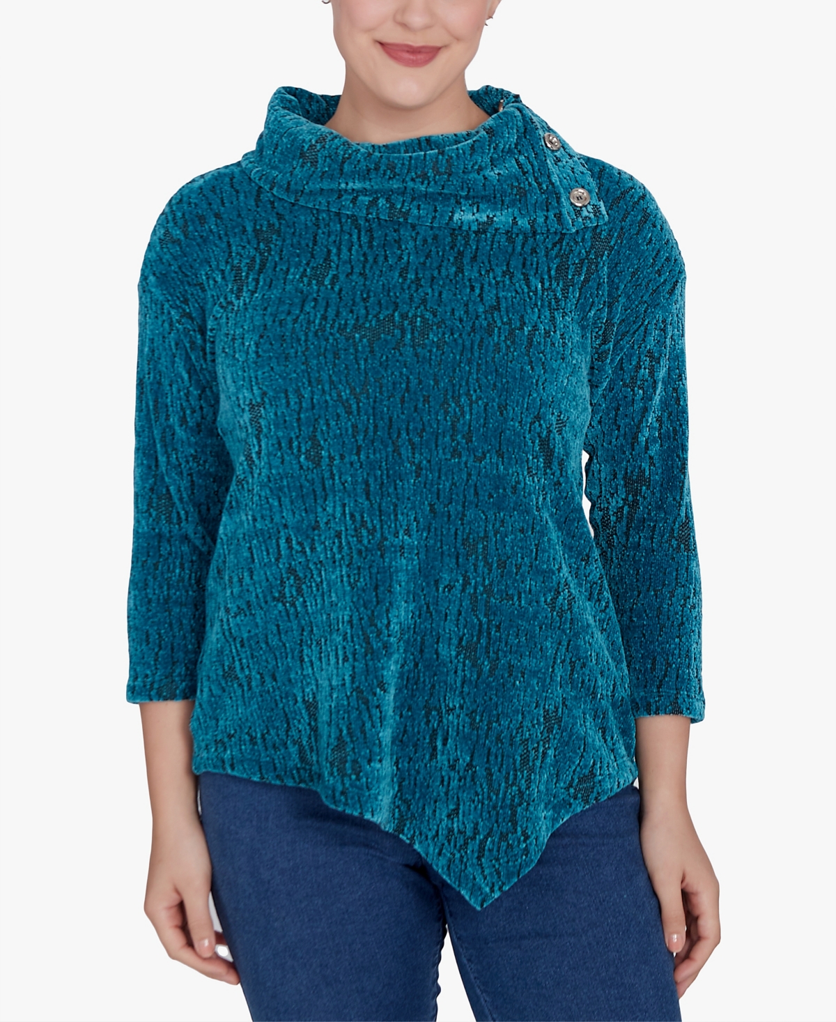 Click here for Ruby Rd. Petite Split Cowl Neck Chenille Jacquard... prices