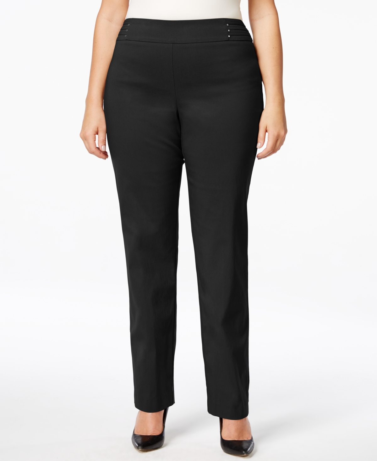 Jm Collection Plus Size Tummy Control Pull-on Slim-leg Pants In Waverly ...