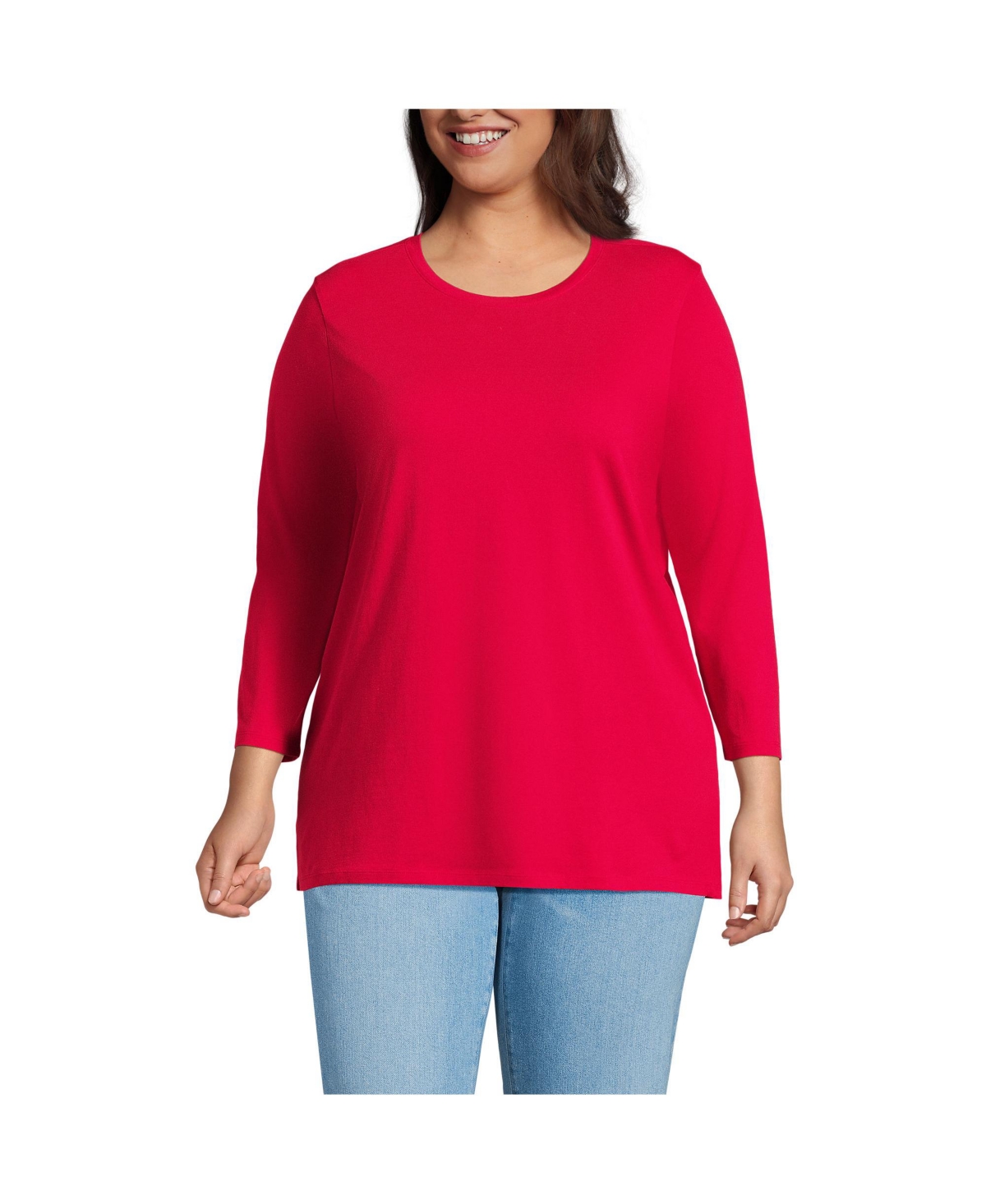 Click here for Lands End Plus Size 3/4 Sleeve Cotton Supima Tunic... prices