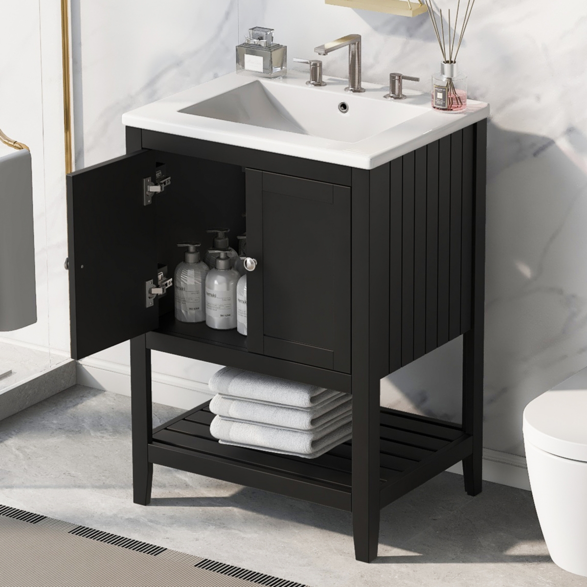 Click here for 24" Black Modern Sleek Bathroom Vanity Elegan... prices