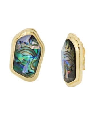 Robert Lee Morris Soho Abalone Molten Statement Button Clip-On Earrings ...