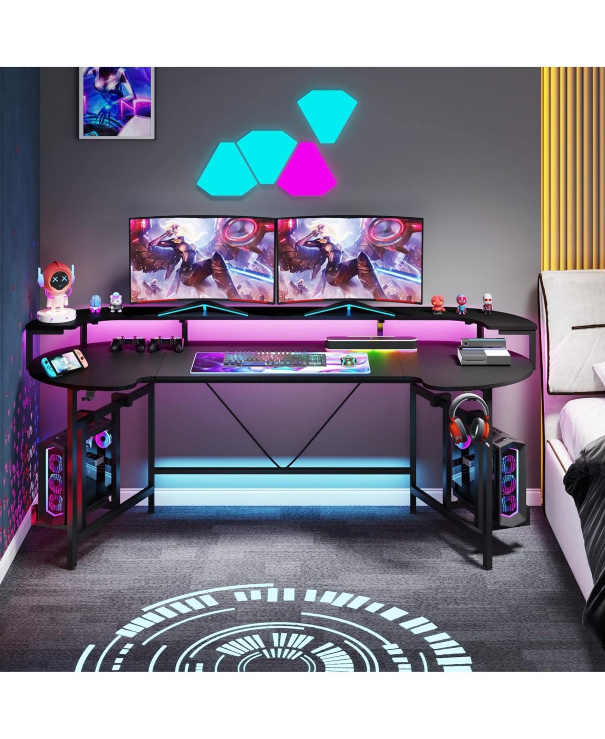 Click here for Tribesigns Led Gaming Desk with Monitor Shelf  75... prices
