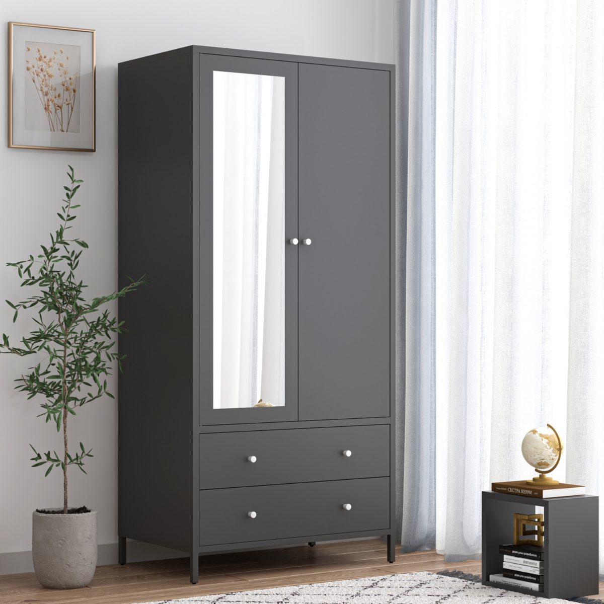Click here for Simplie Fun Metal Armoire Wardrobe Closet with 2 D... prices