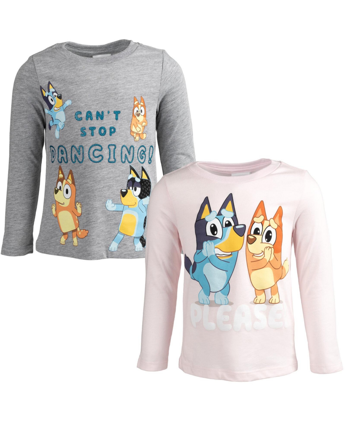 Click here for Bluey Girls 2 Pack T-Shirts - Grey/pink prices